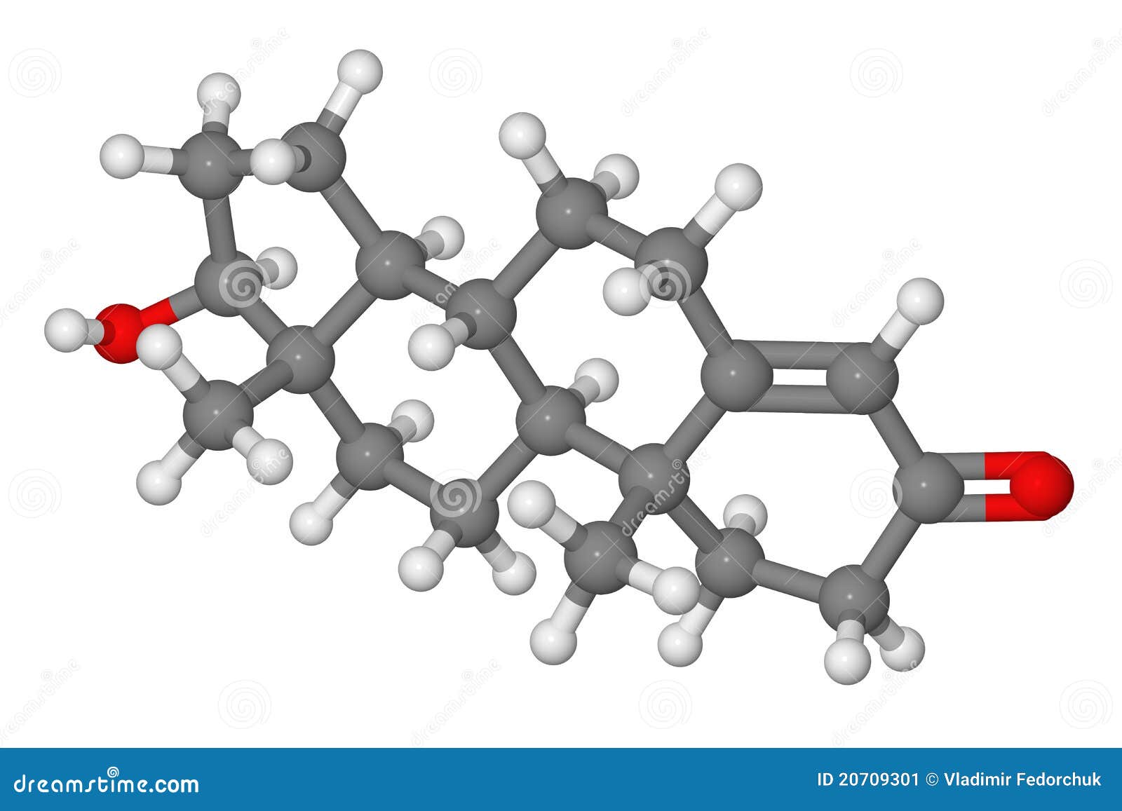 Ball and Stick Model of Testosterone Molecule Stock Illustration ...
