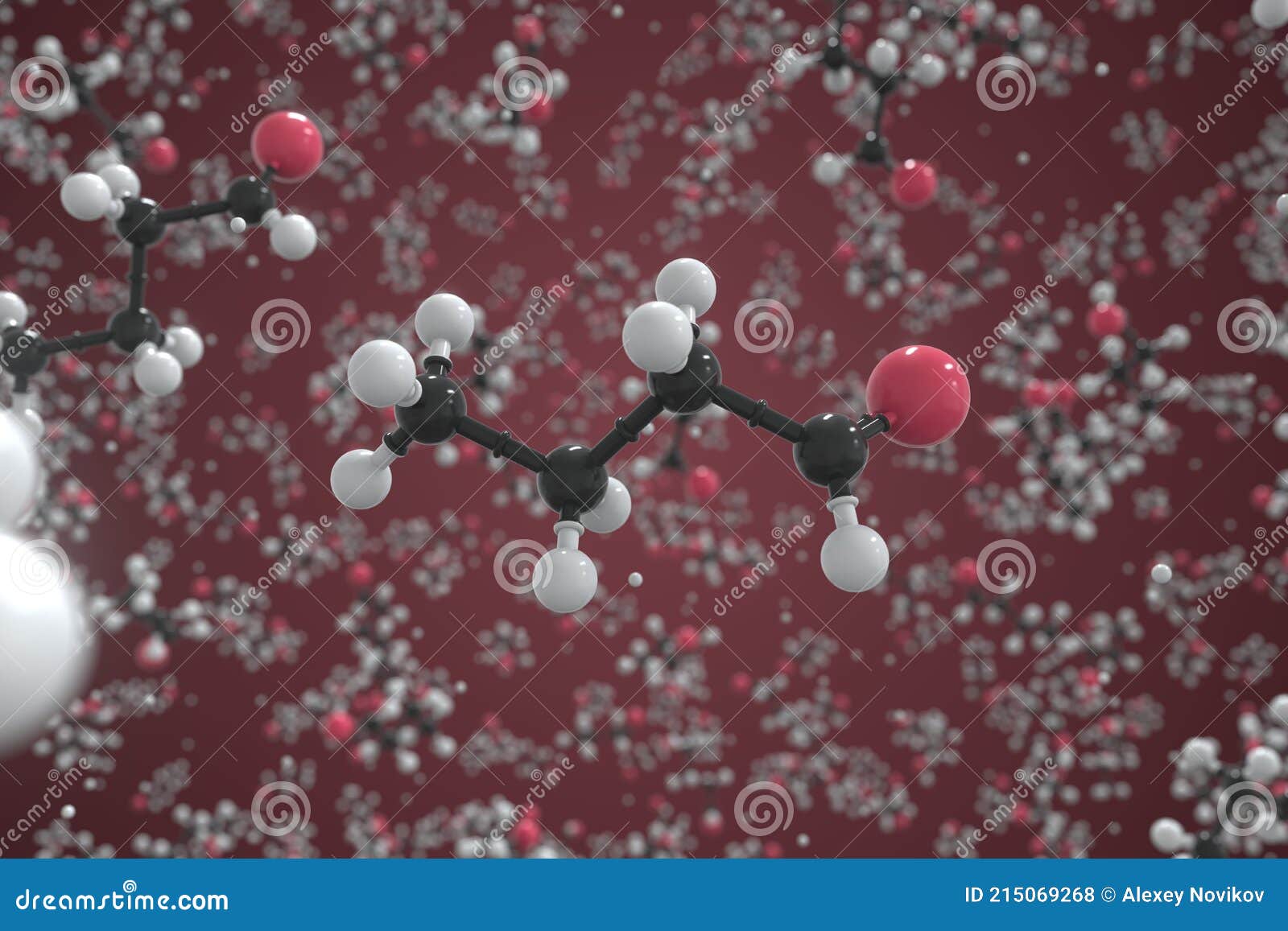 Butyraldehyde Molecule, Ball-and-stick Molecular Conceptual Model ...