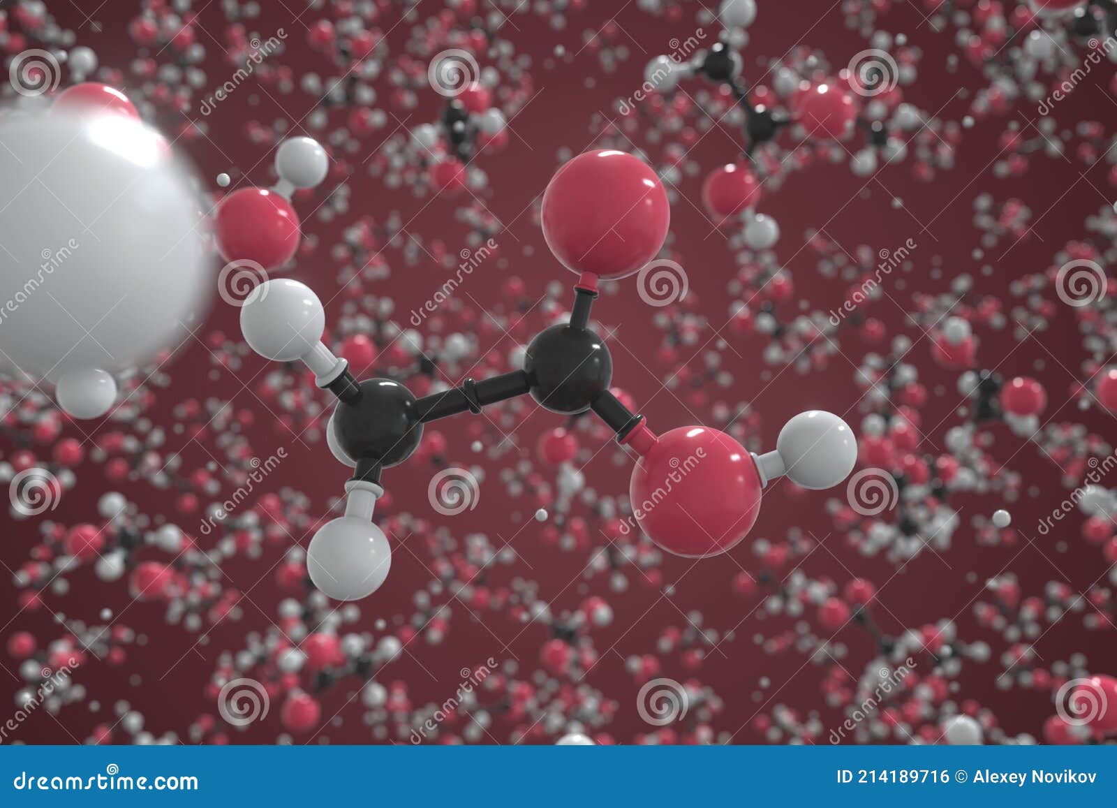 Molecule of Acetic Acid, Ball-and-stick Molecular Model. Science ...