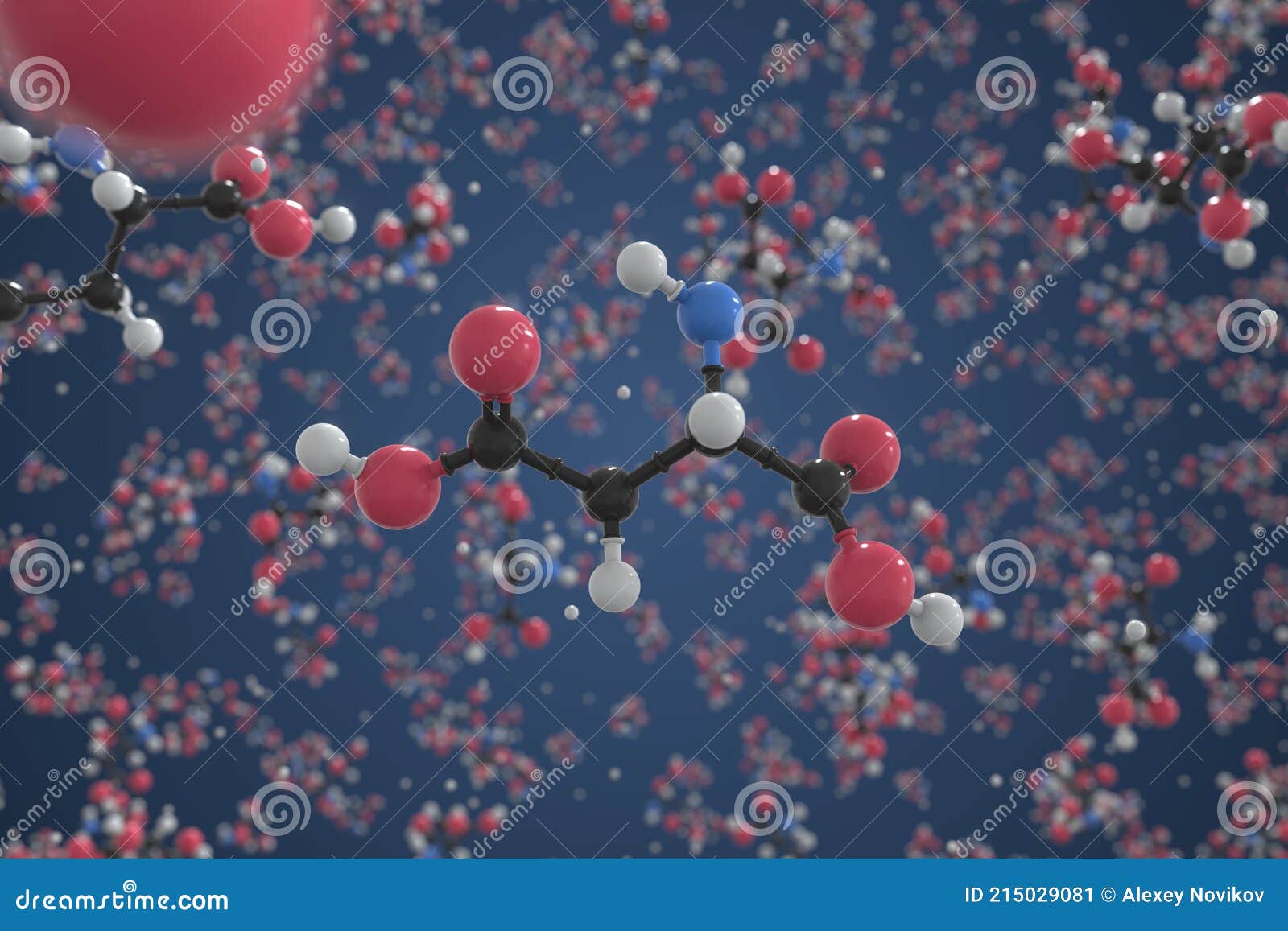 Molecule of Aspartic Acid, Ball-and-stick Molecular Model. Science ...