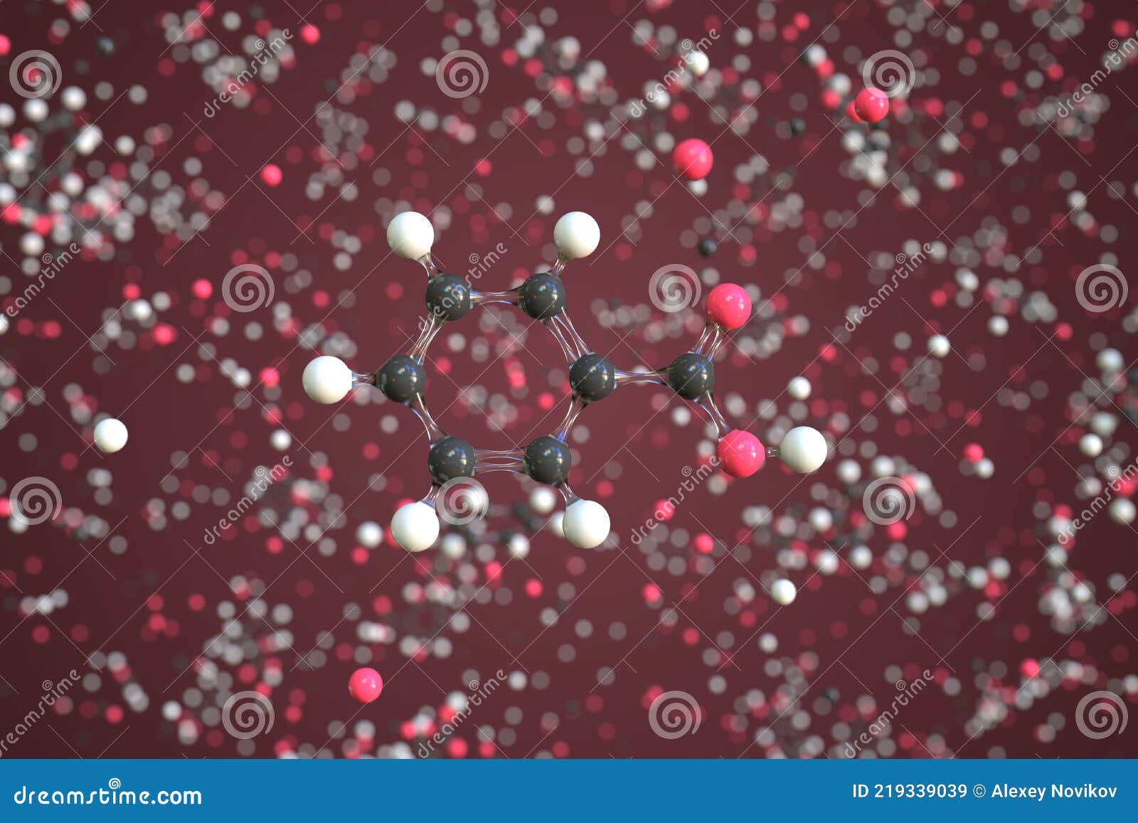 Molecule of Benzoic Acid, Conceptual Molecular Model. Conceptual 3d ...