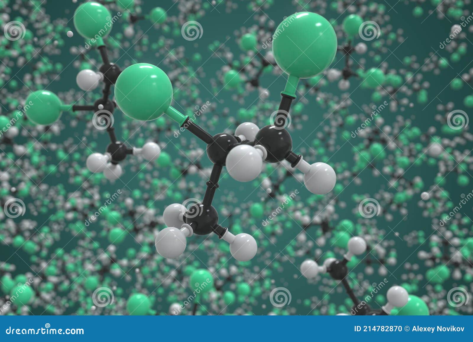 Molecule of 2-bromo-1-chloropropane, Ball-and-stick Molecular Model ...