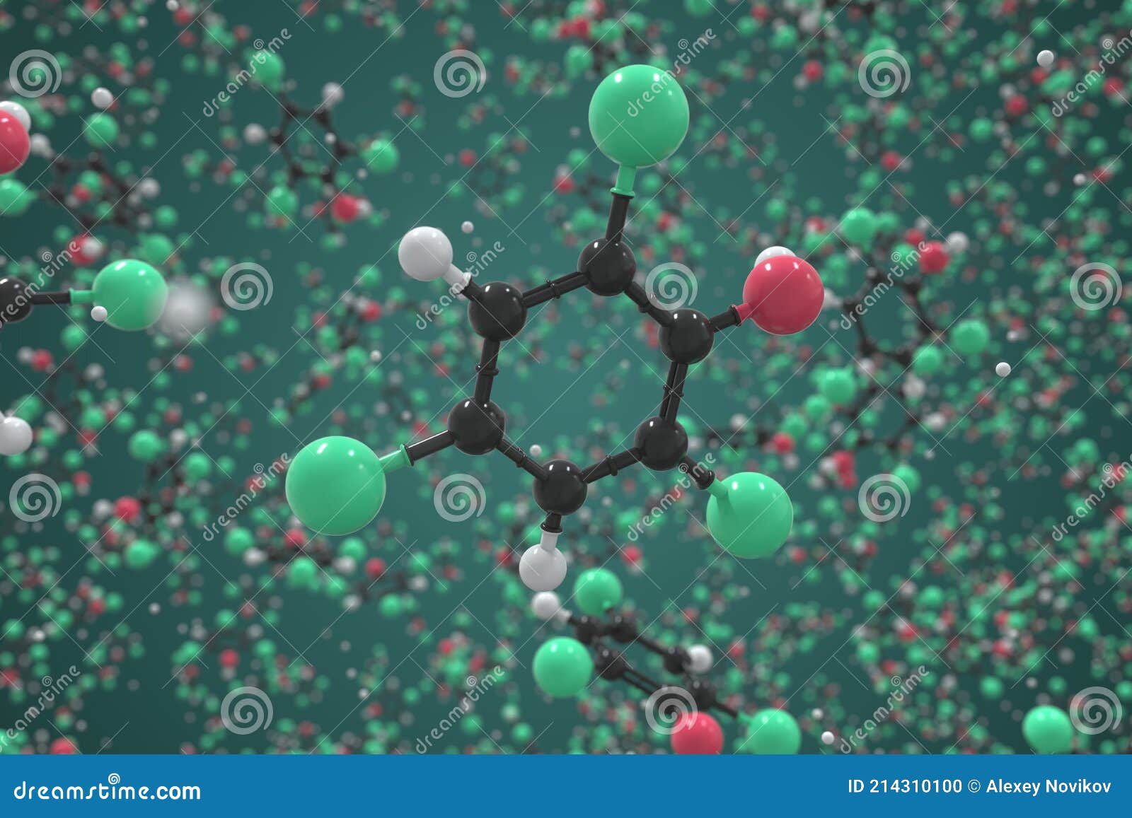 2,4,6-trichlorophenol Molecule, Ball-and-stick Molecular Conceptual ...