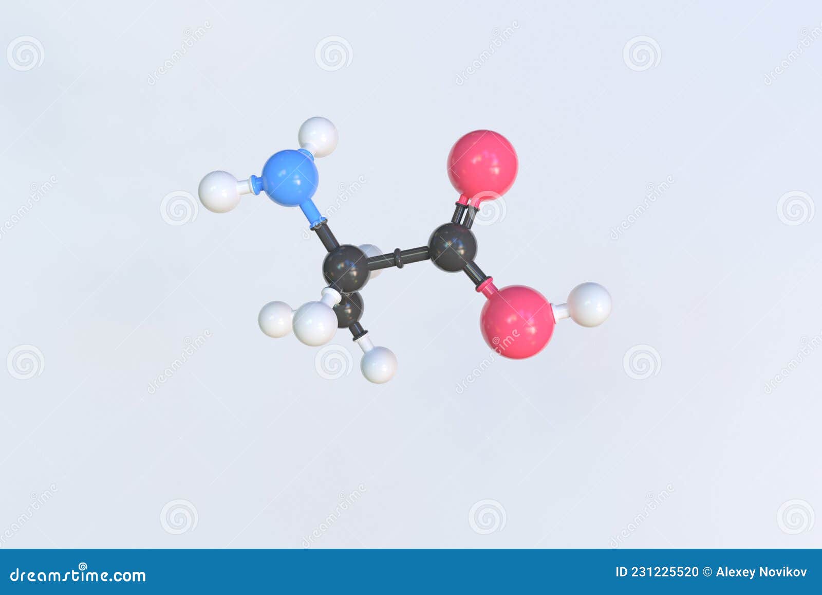 Alanine Molecule, Isolated Molecular Model. 3D Rendering Stock ...