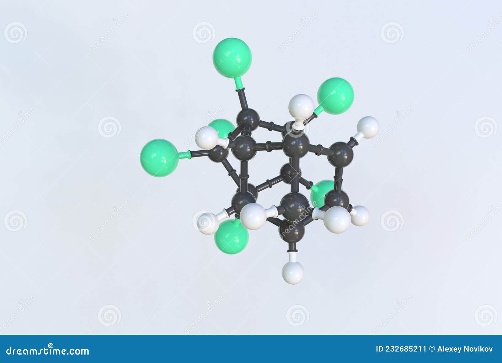 Aldrin Molecule, Isolated Molecular Model. 3D Rendering Stock ...