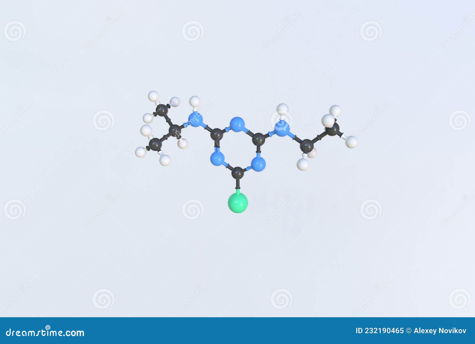 Atrazine Molecule, Isolated Molecular Model. 3D Rendering Stock ...