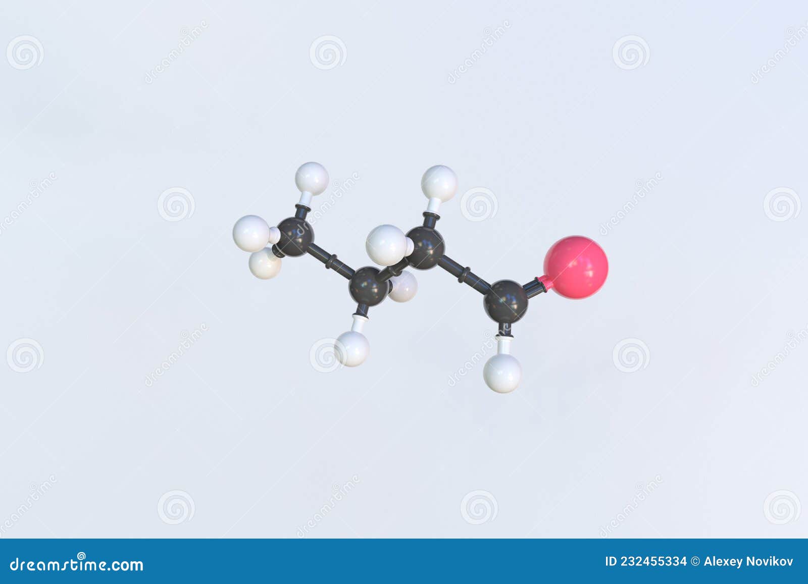 Butyraldehyde Molecule, Isolated Molecular Model. 3D Rendering Stock ...