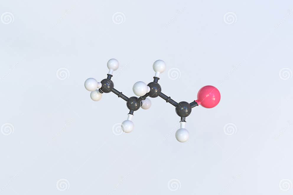 Butyraldehyde Molecule, Isolated Molecular Model. 3D Rendering Stock ...