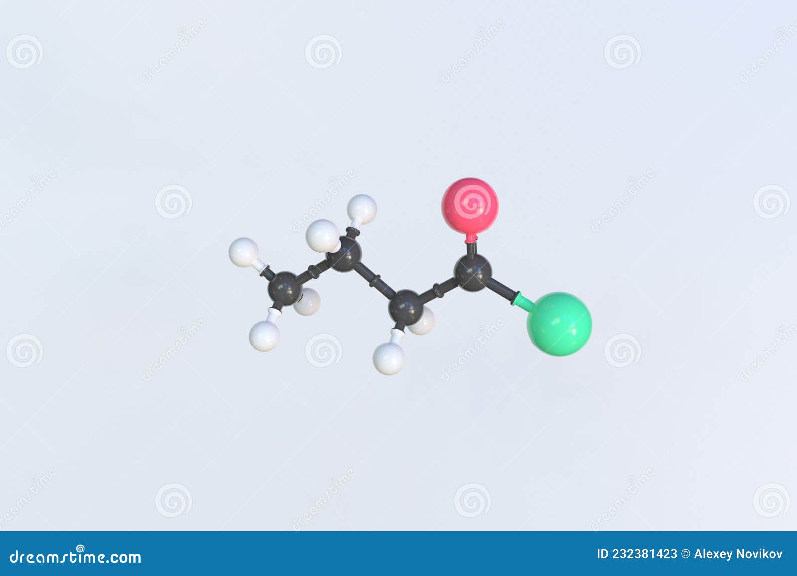 Butyryl Chloride Molecule. Isolated Molecular Model. 3D Rendering Stock ...