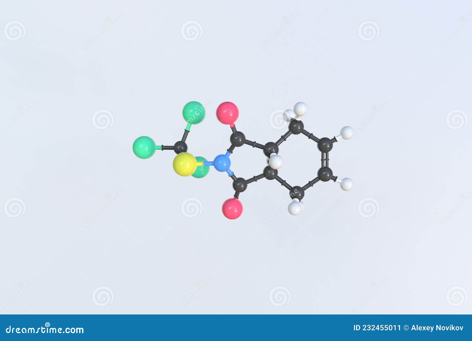 Captan Molecule. Isolated Molecular Model. 3D Rendering Stock ...