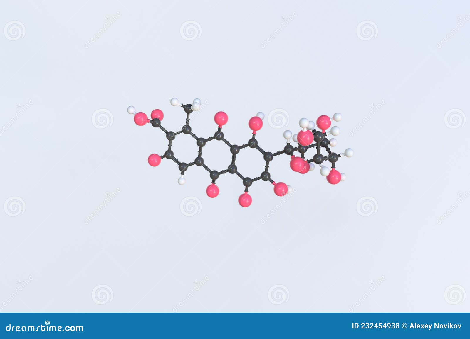 Carminic Acid Molecule, Isolated Molecular Model. 3D Rendering Stock ...