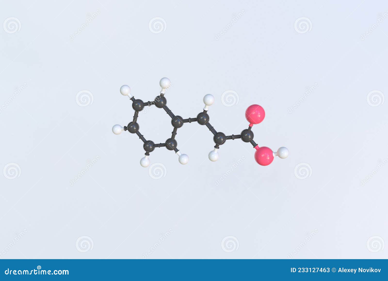 Cinnamic Acid Molecule, Isolated Molecular Model. 3D Rendering Stock ...