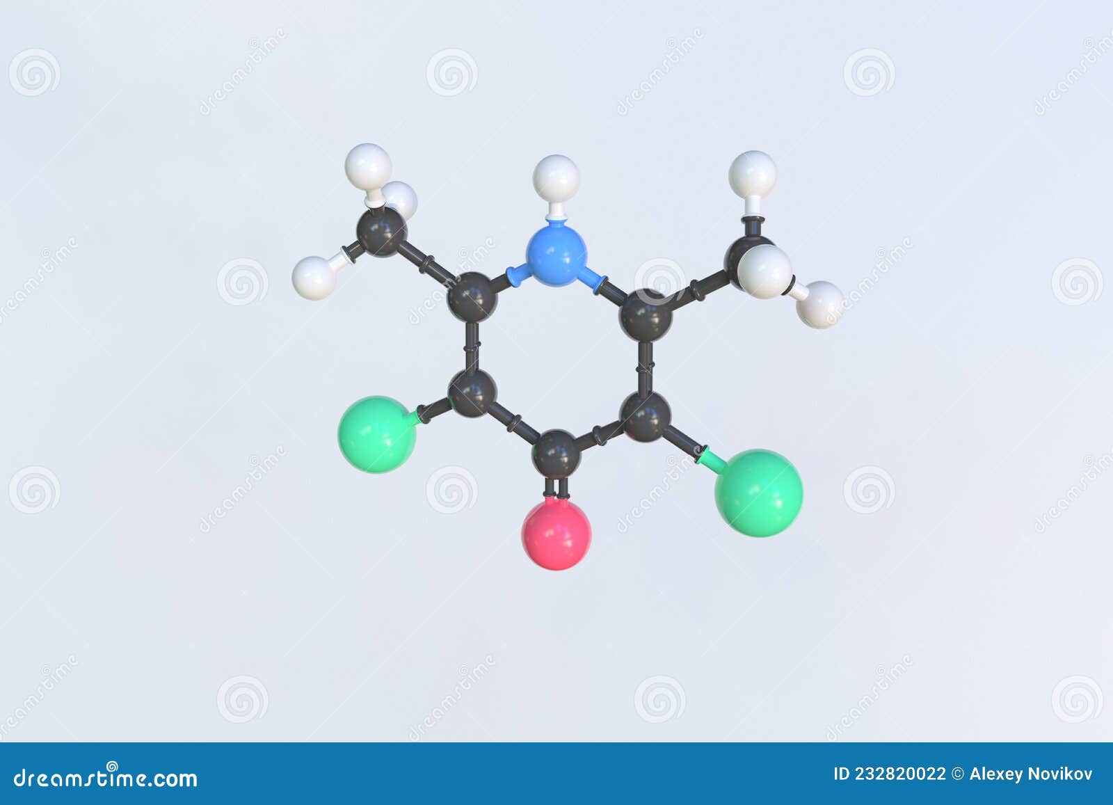 Clopidol Molecule, Coccidiostat, Molecular Structure, Isolated 3d Model ...