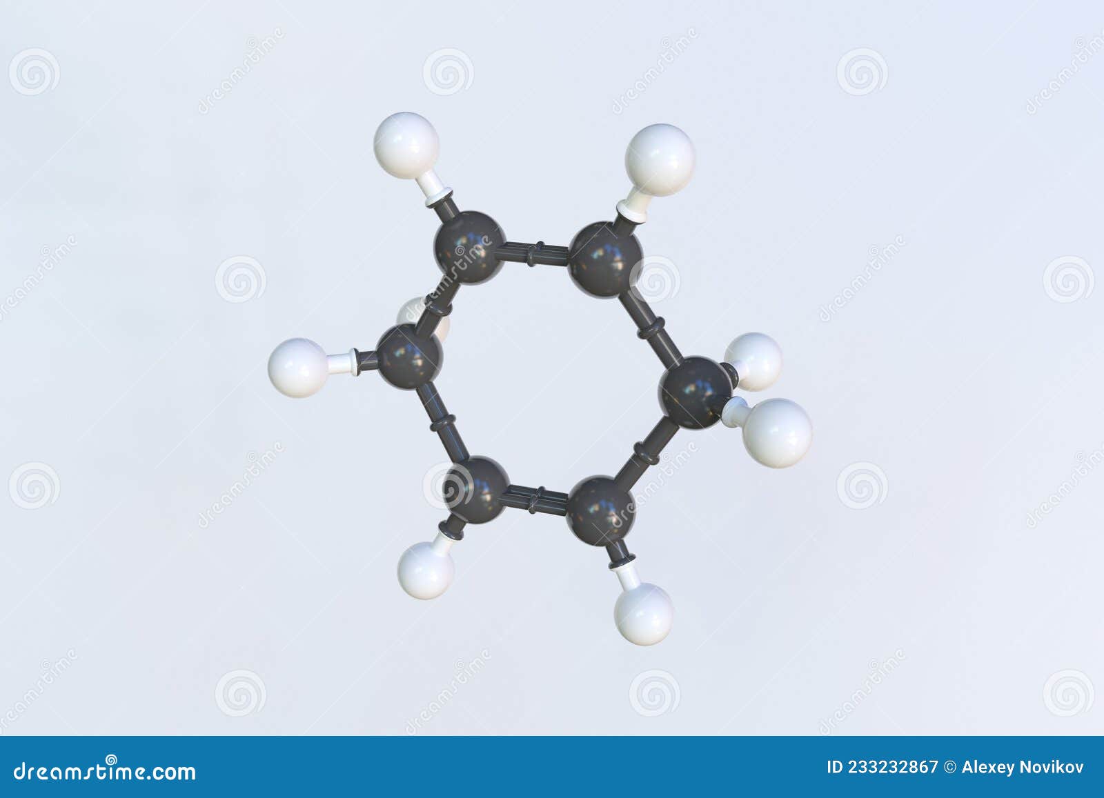 1,4-cyclohexadiene Molecule. Isolated Molecular Model. 3D Rendering ...