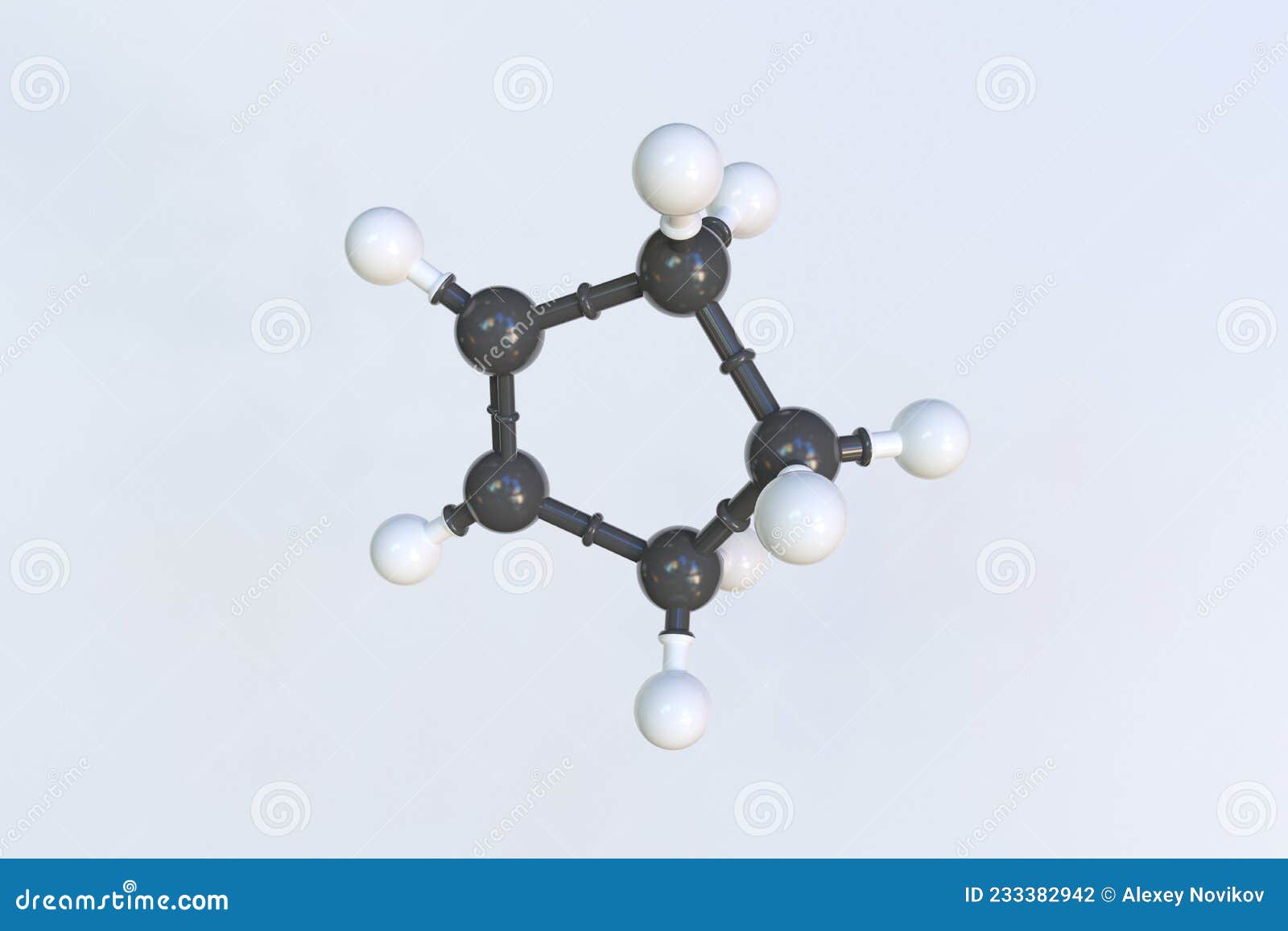 Cyclopentene Molecule Made with Balls, Isolated Molecular Model. 3D ...