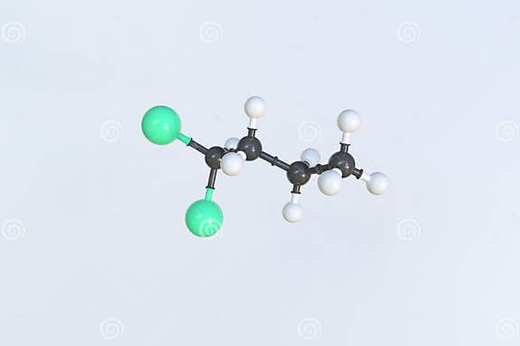 Dichlorobutane Molecule, Isolated Molecular Model. 3D Rendering Stock ...