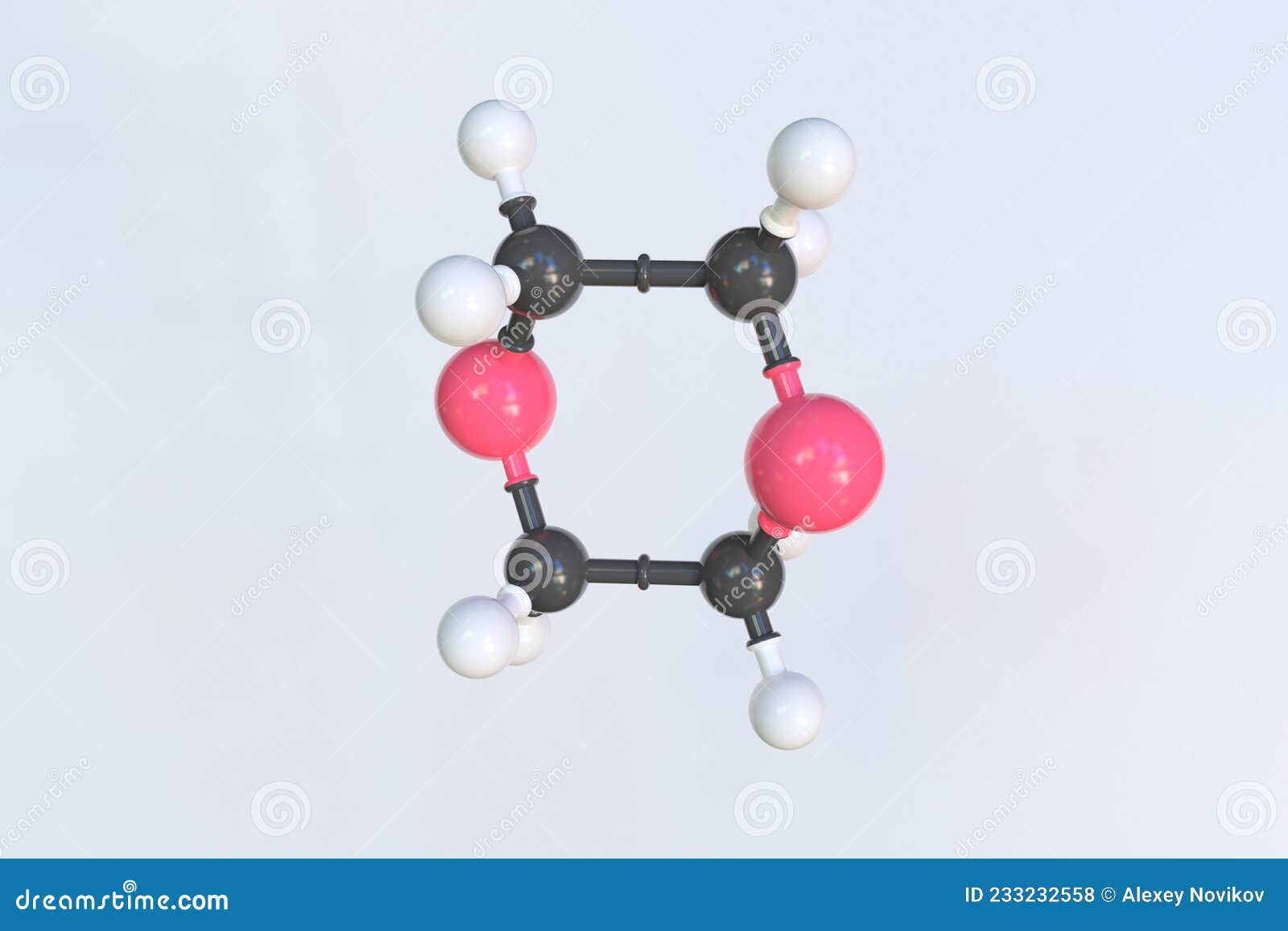 1,4-dioxane Molecule, Molecular Structure, Ether Solvents, Ball And ...