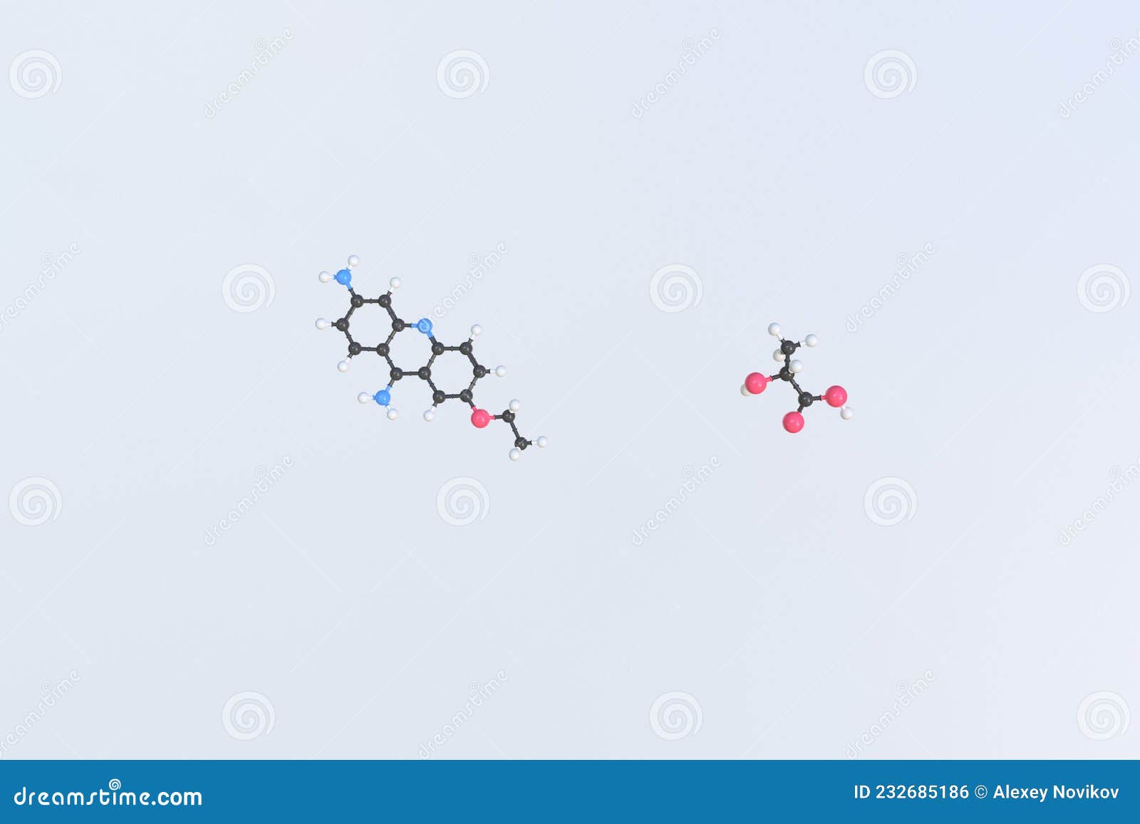 Ethacridine Lactate Molecule Made with Balls, Isolated Molecular Model ...