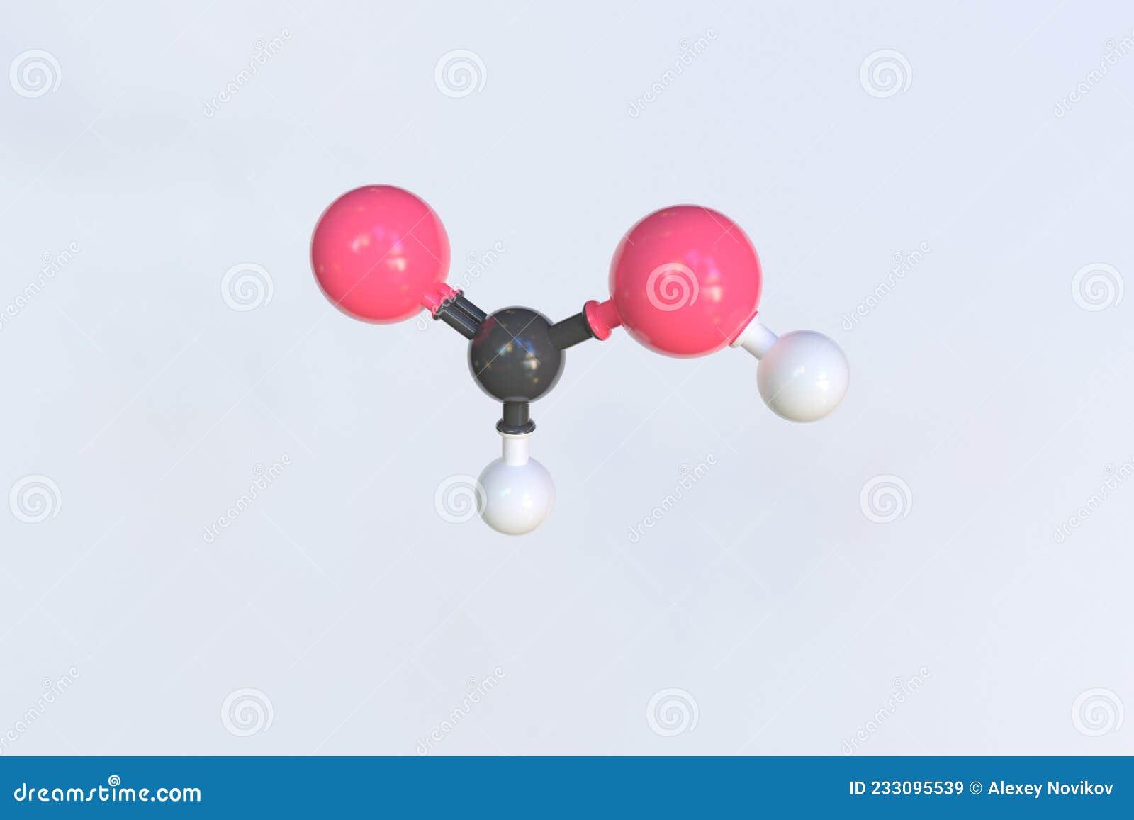 Formic Acid Molecule Made with Balls, Isolated Molecular Model. 3D ...