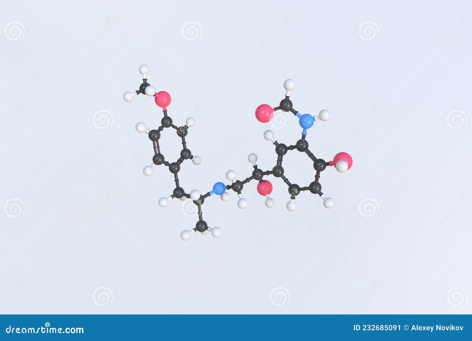 Formoterol Molecule, Structural Chemical Formula, Ball-and-stick Model ...