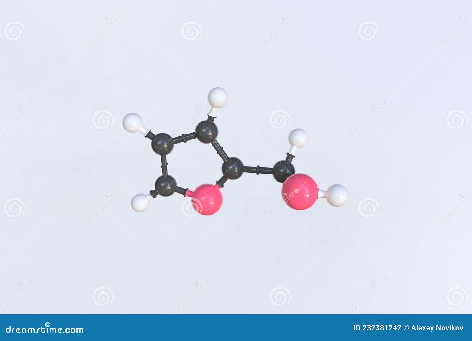 Furfuryl Alcohol Molecule, Isolated Molecular Model. 3D Rendering Stock ...