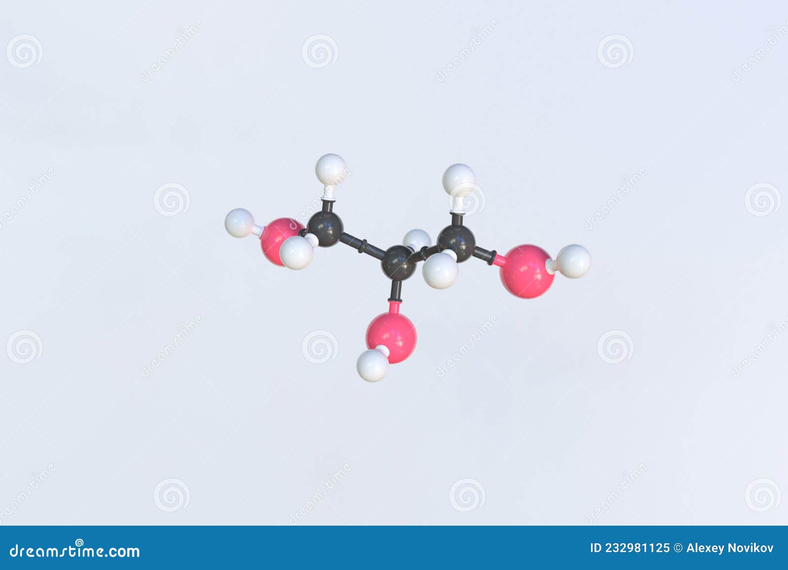 Glycerol Molecule Made with Balls, Scientific Molecular Model. 3D ...