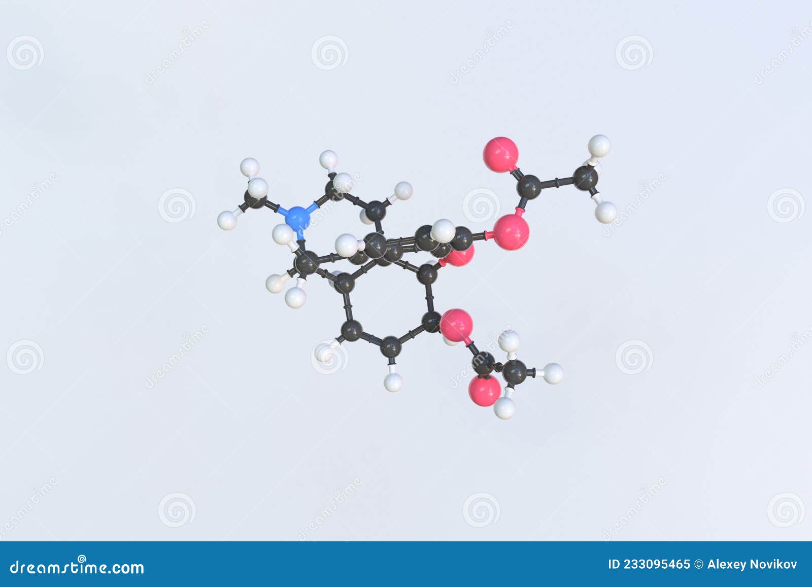 Heroin Molecule Made with Balls, Scientific Molecular Model. 3D ...