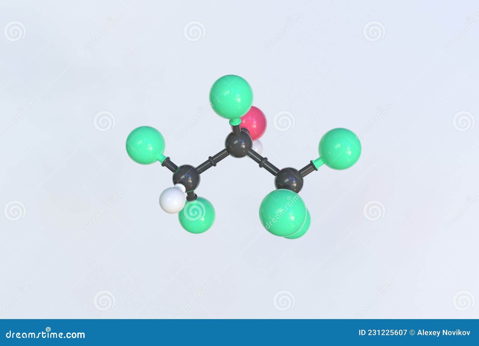 1-propanol Molecule 3d Rendering, Flat Molecular Structure With ...