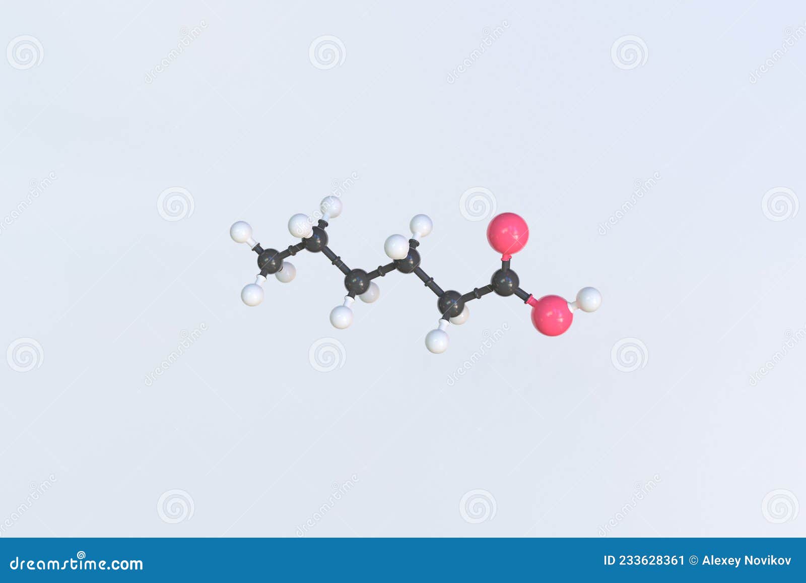 Hexanoic Acid Molecule Made with Balls, Scientific Molecular Model. 3D ...