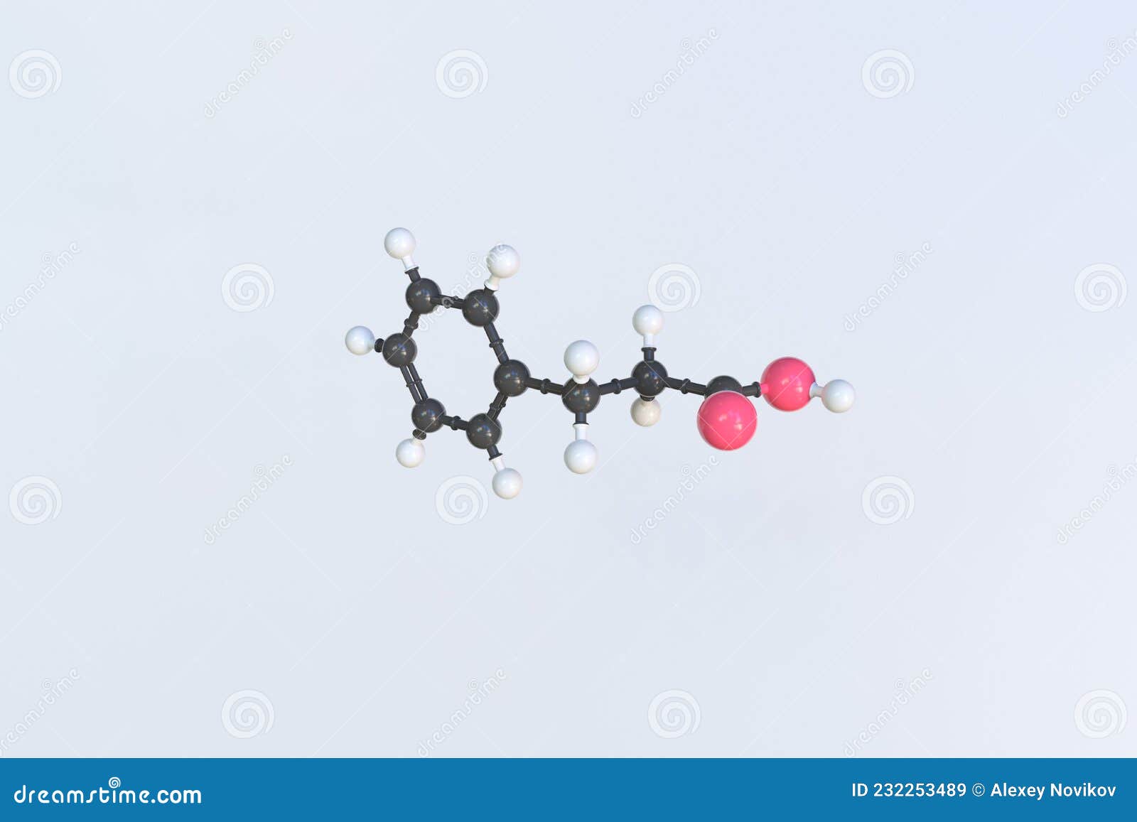 Hydrocinnamic Acid Molecule, Isolated Molecular Model. 3D Rendering ...