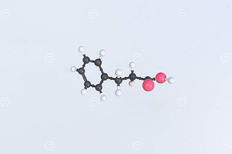Hydrocinnamic Acid Molecule, Isolated Molecular Model. 3D Rendering ...