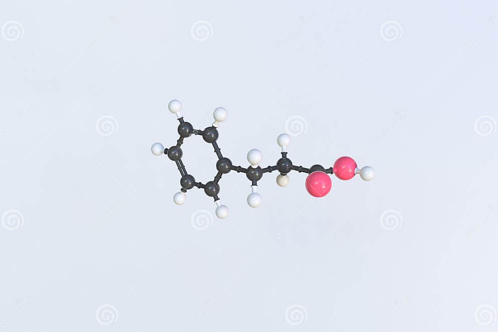 Hydrocinnamic Acid Molecule, Isolated Molecular Model. 3D Rendering ...