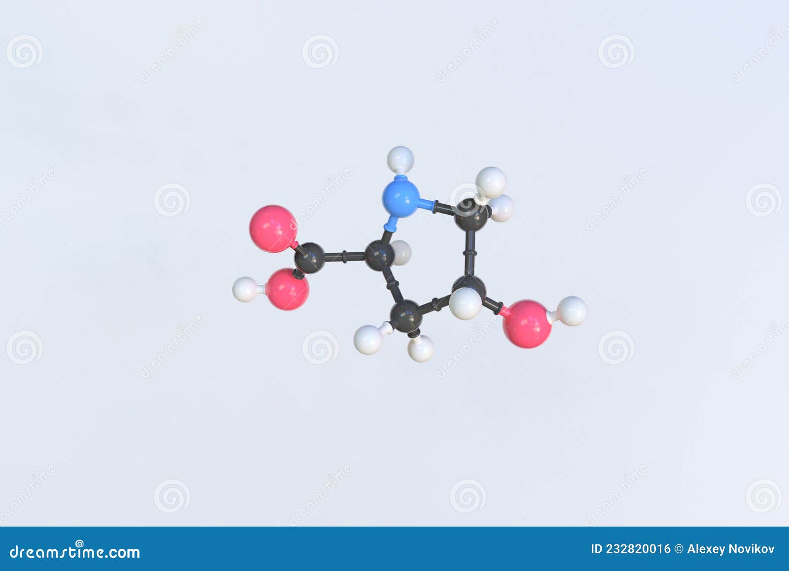 Hydroxyproline Molecule 3d, Molecular Structure, Ball And Stick Model ...