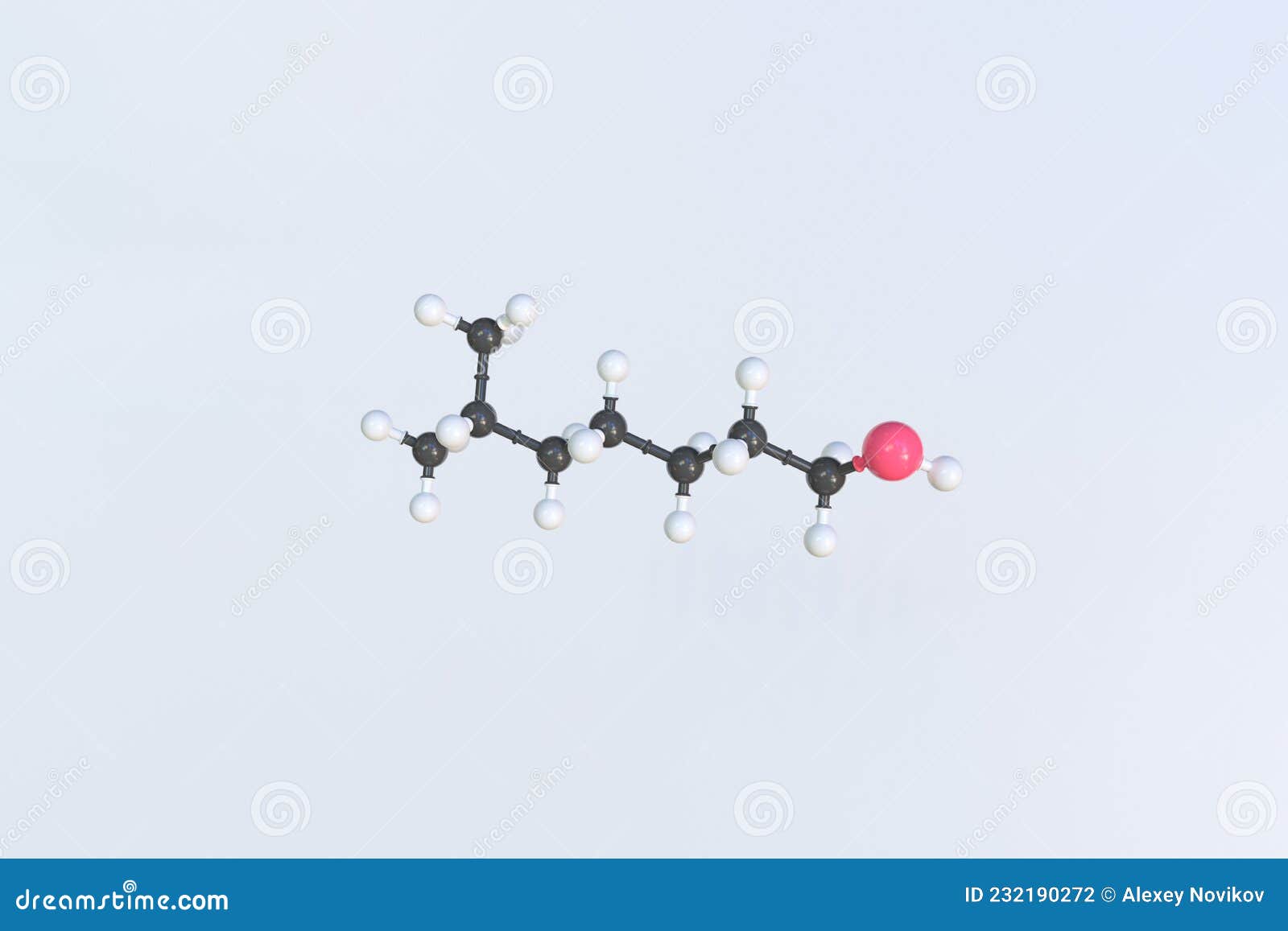 Isooctanol Molecule Made with Balls, Isolated Molecular Model. 3D ...