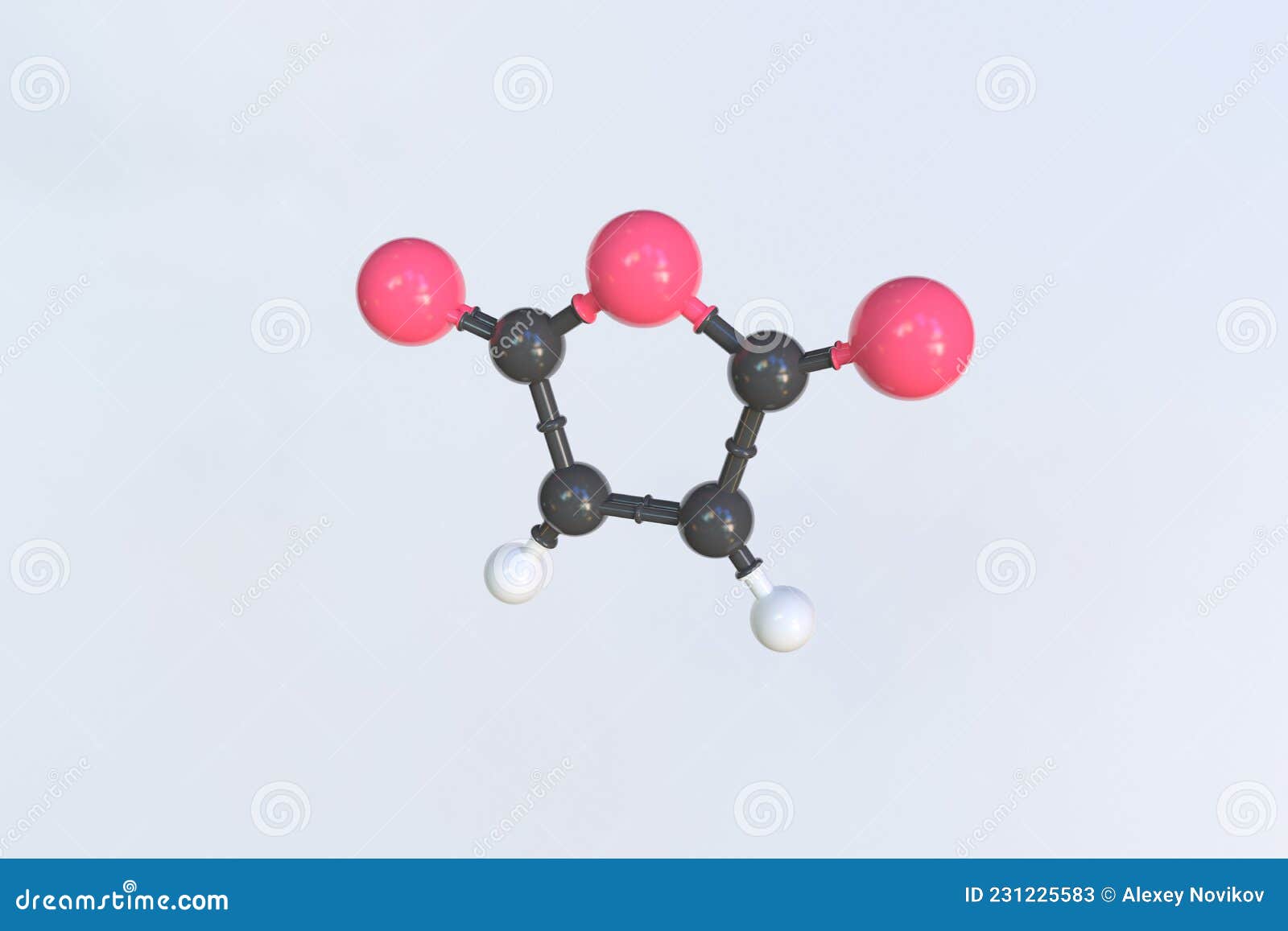 Maleic Anhydride Molecule Made with Balls, Isolated Molecular Model. 3D ...