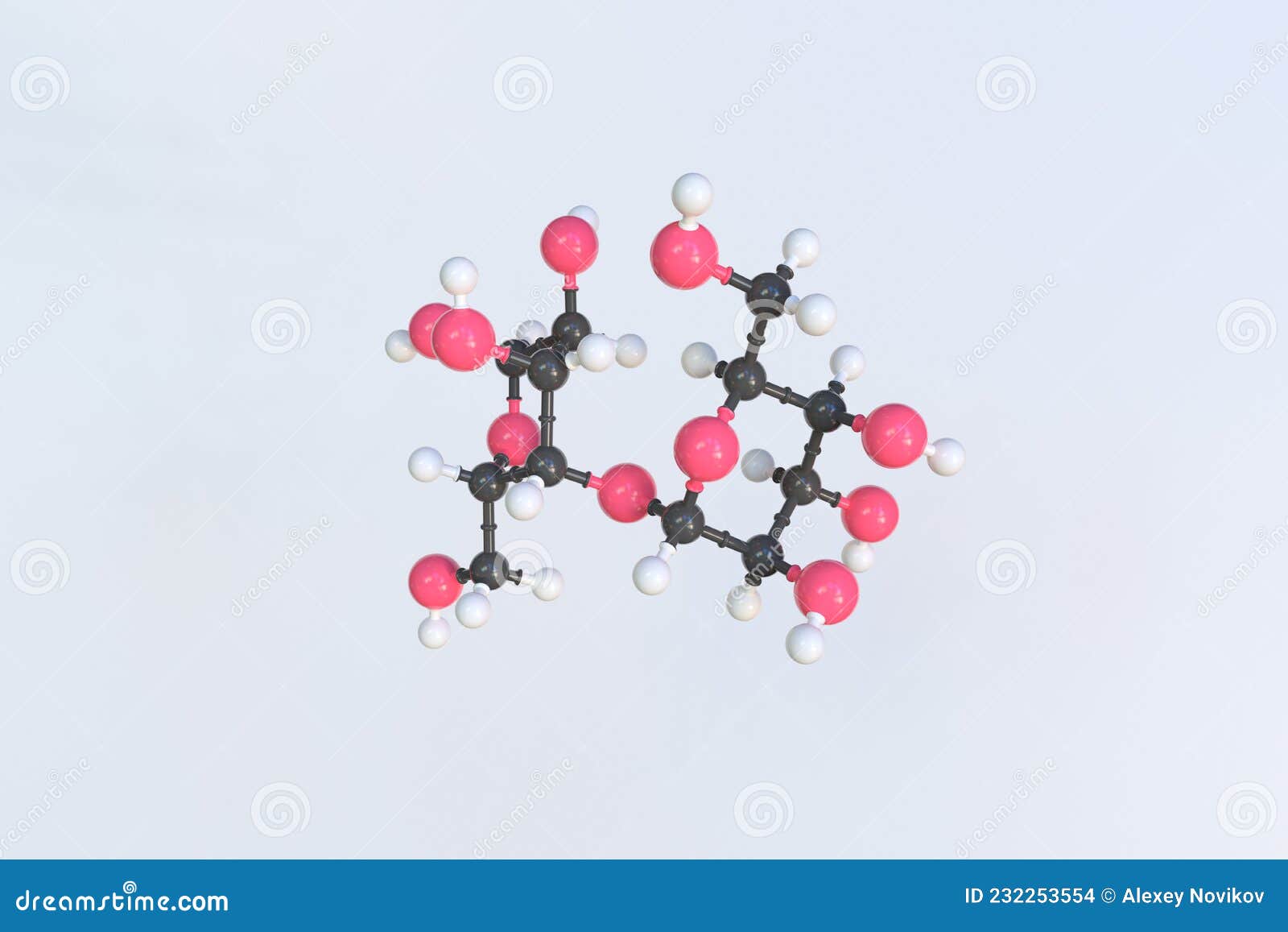 Maltose Molecule Made with Balls, Isolated Molecular Model. 3D ...