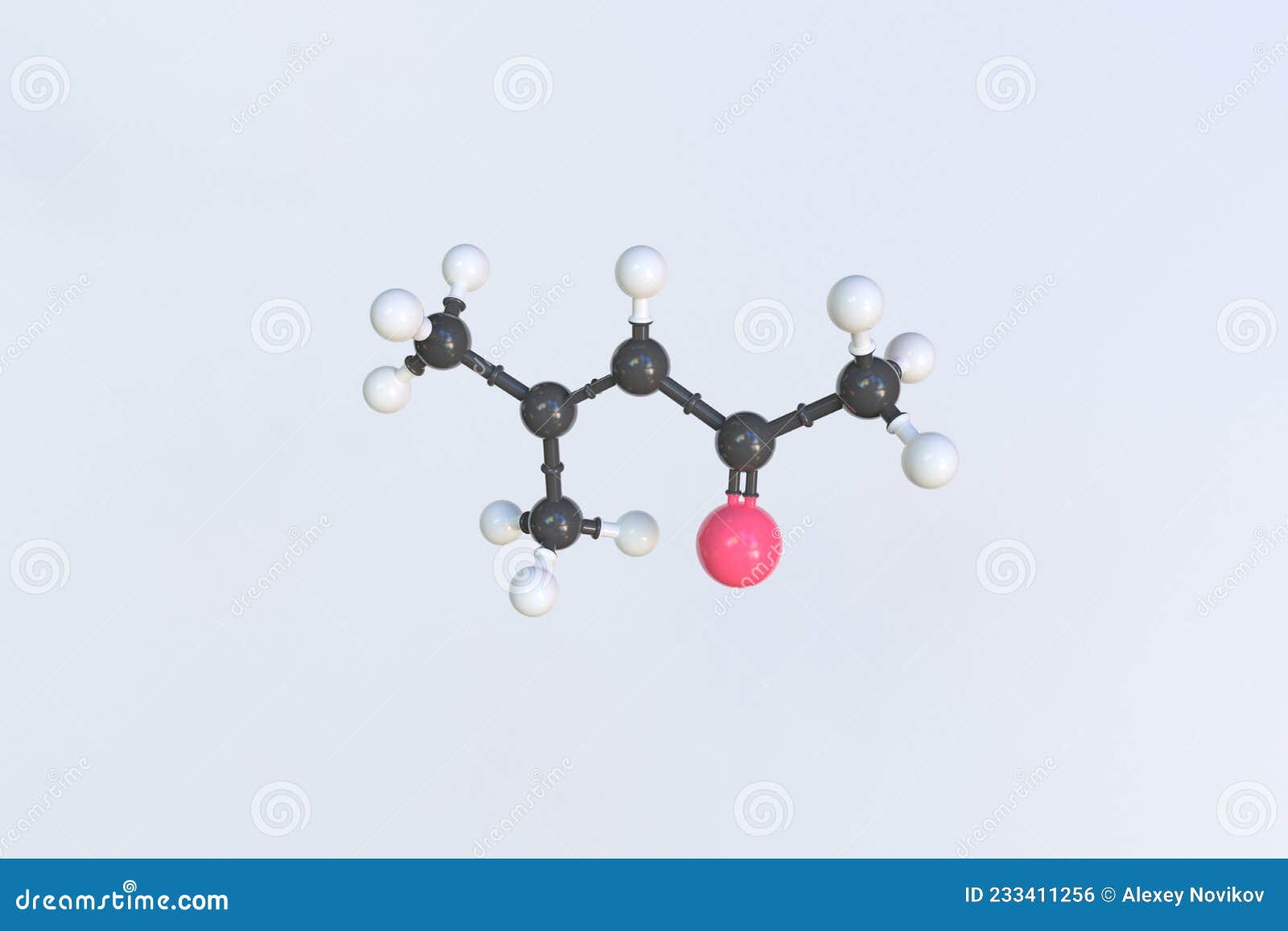 Mesityl Oxide Molecule, Isolated Molecular Model. 3D Rendering Stock ...