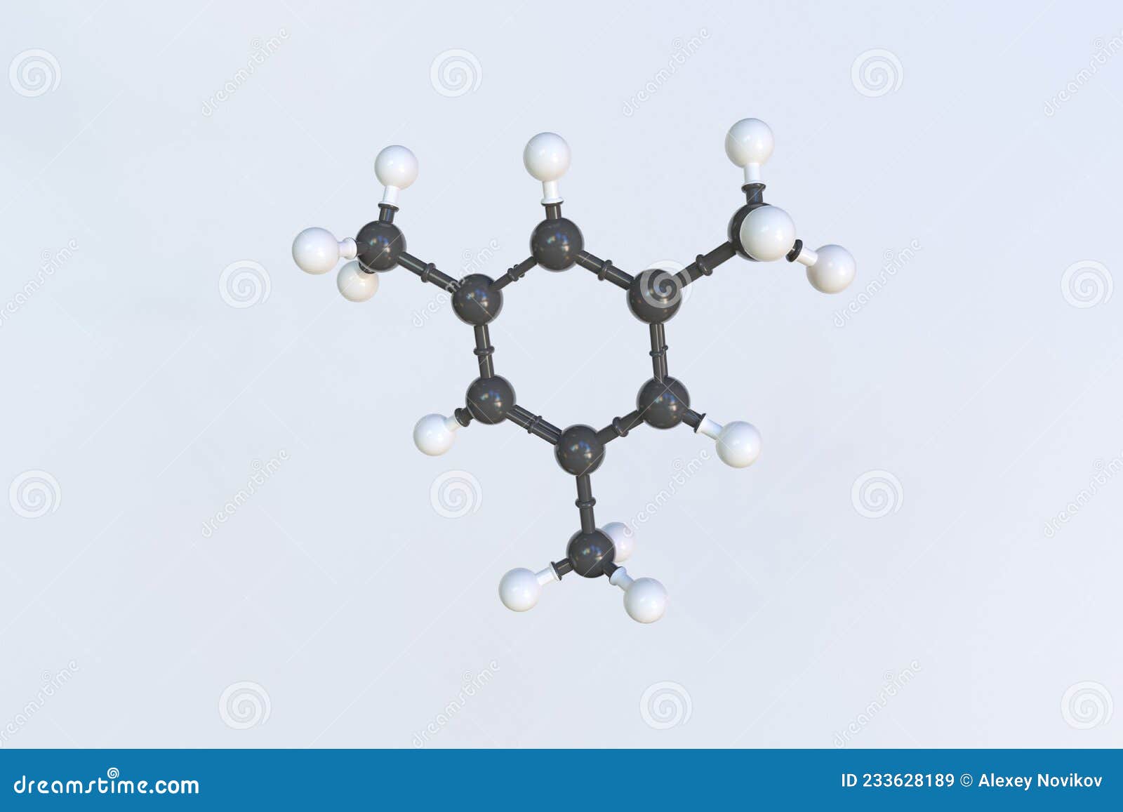 Mesitylene, Molecular Structures, 1,3,5-trimethylbenzene 3d Model ...