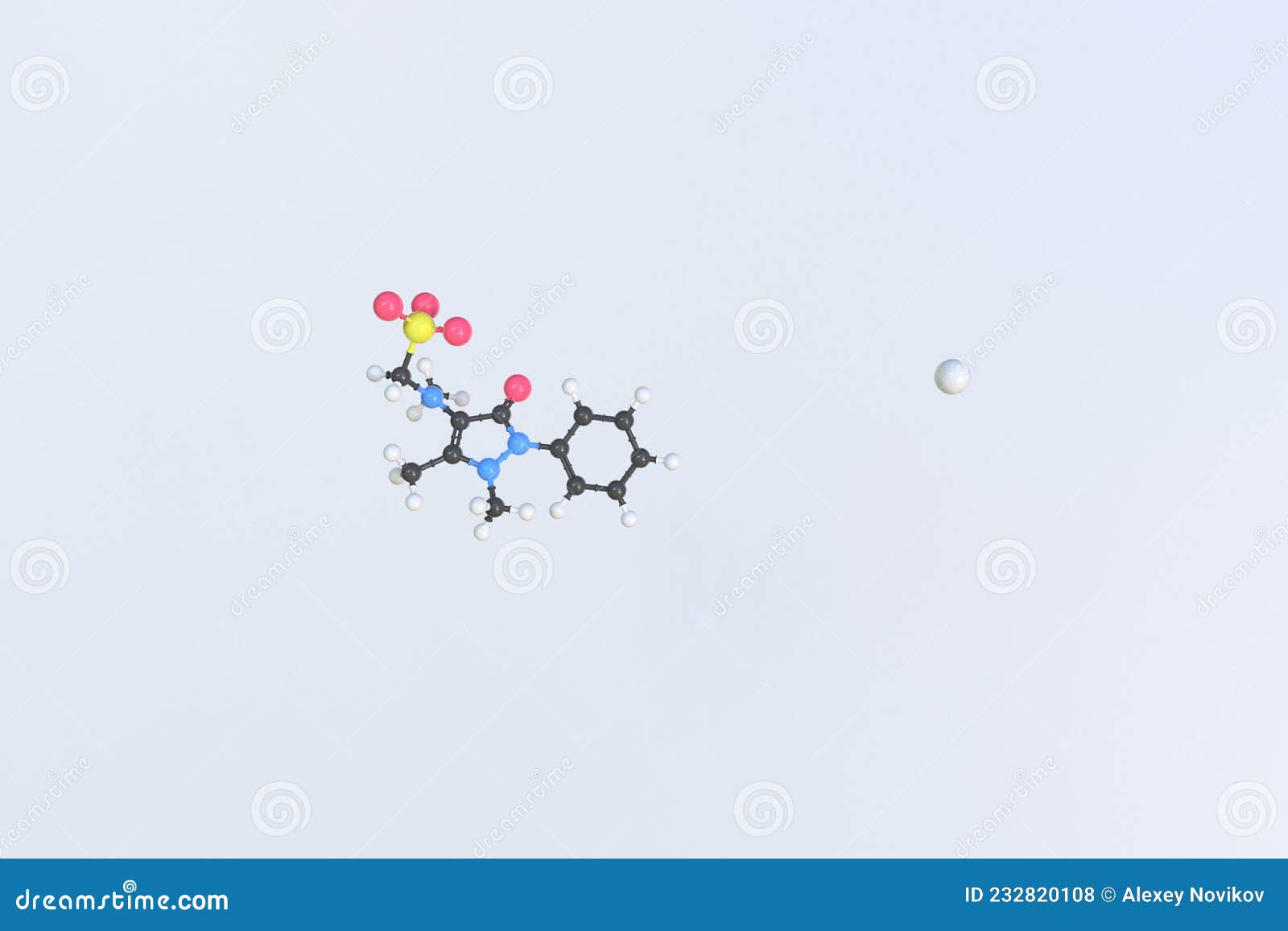 Metamizole Molecule Made with Balls, Scientific Molecular Model. 3D ...