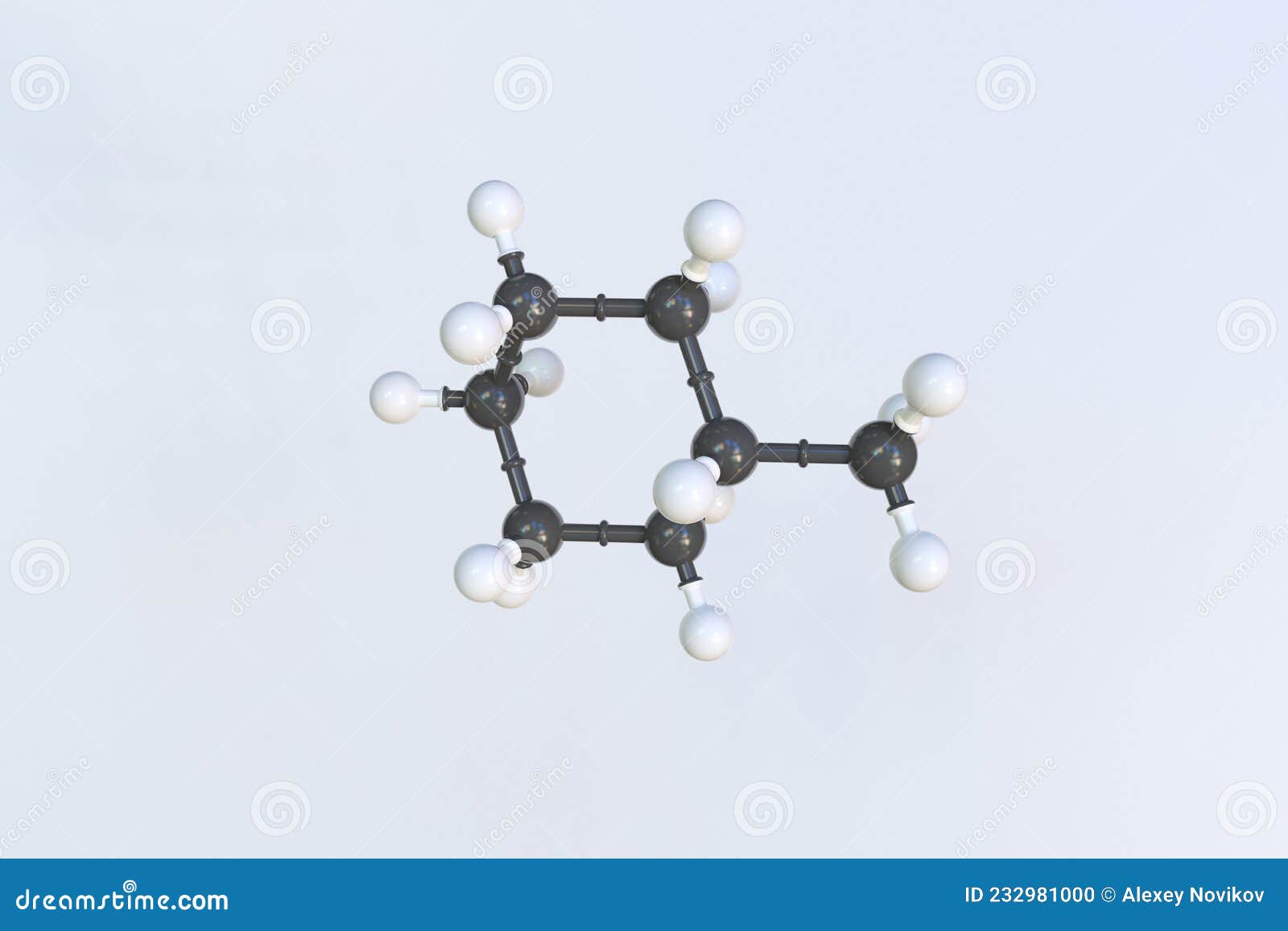 Methylcyclohexane Molecule Made with Balls, Isolated Molecular Model ...