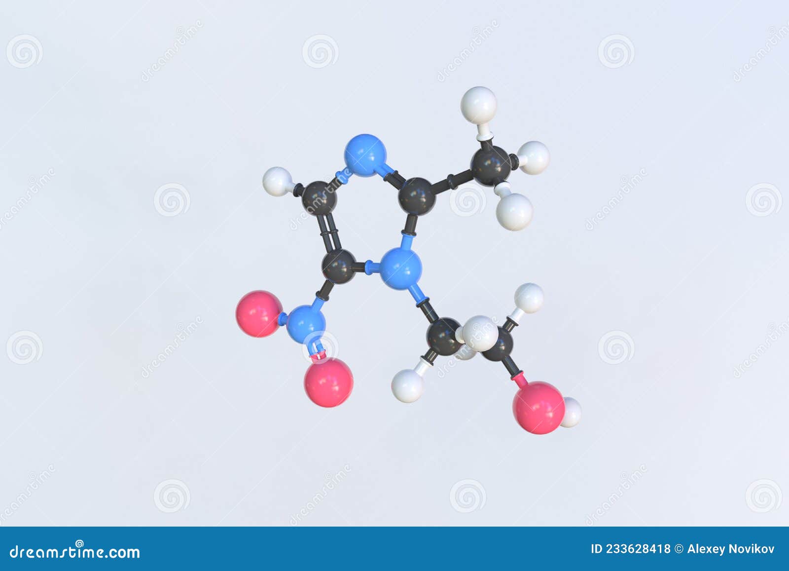 Metronidazole Molecule 3d, Molecular Structure, Ball And Stick Model ...