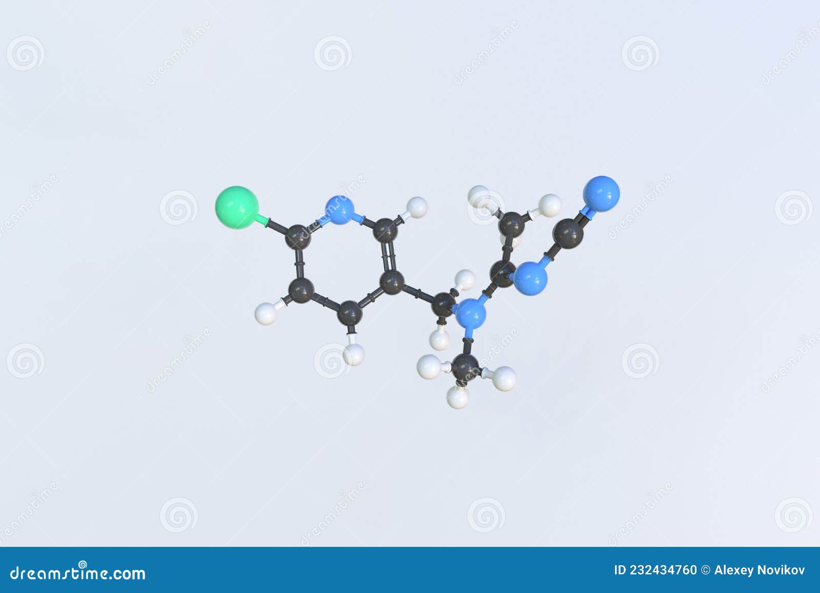 Molecule Of Acetamiprid, Isolated Molecular Model. 3D Rendering Royalty ...