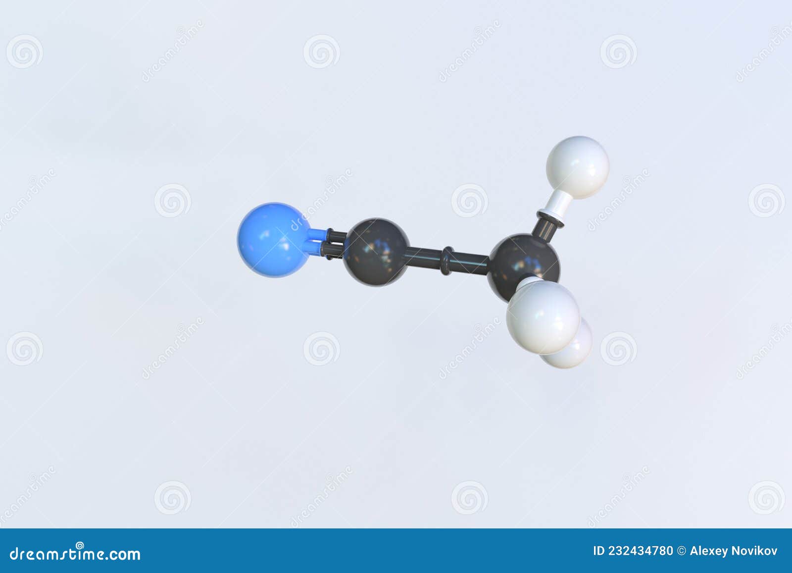 Molecule of Acetonitrile, Isolated Molecular Model. 3D Rendering Stock ...