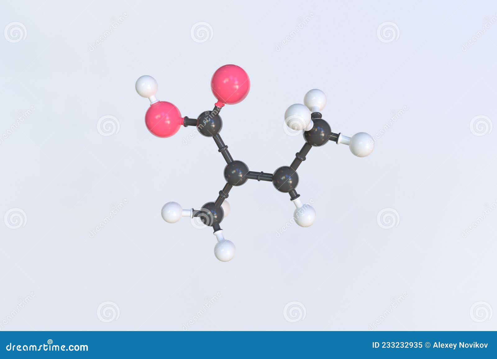 Molecule of Angelic Acid, Isolated Molecular Model. 3D Rendering Stock ...