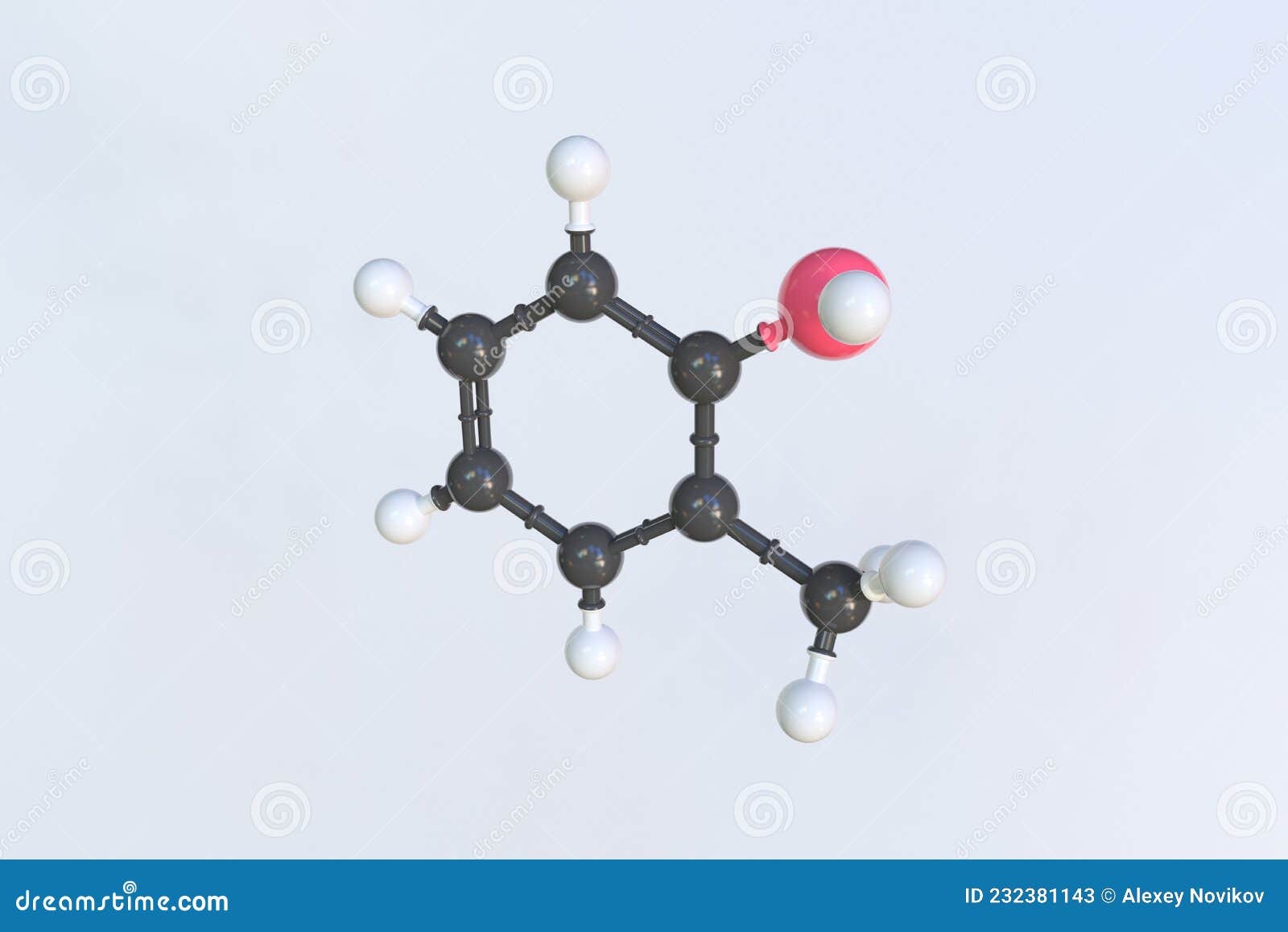 Molecule of Cresol, Isolated Molecular Model. 3D Rendering Stock ...