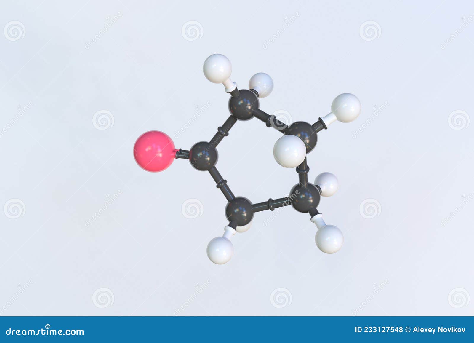Molecule of Cyclopentanone, Isolated Molecular Model. 3D Rendering ...
