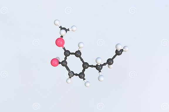 Molecule of Eugenol, Isolated Molecular Model. 3D Rendering Stock Illustration - Illustration of ...