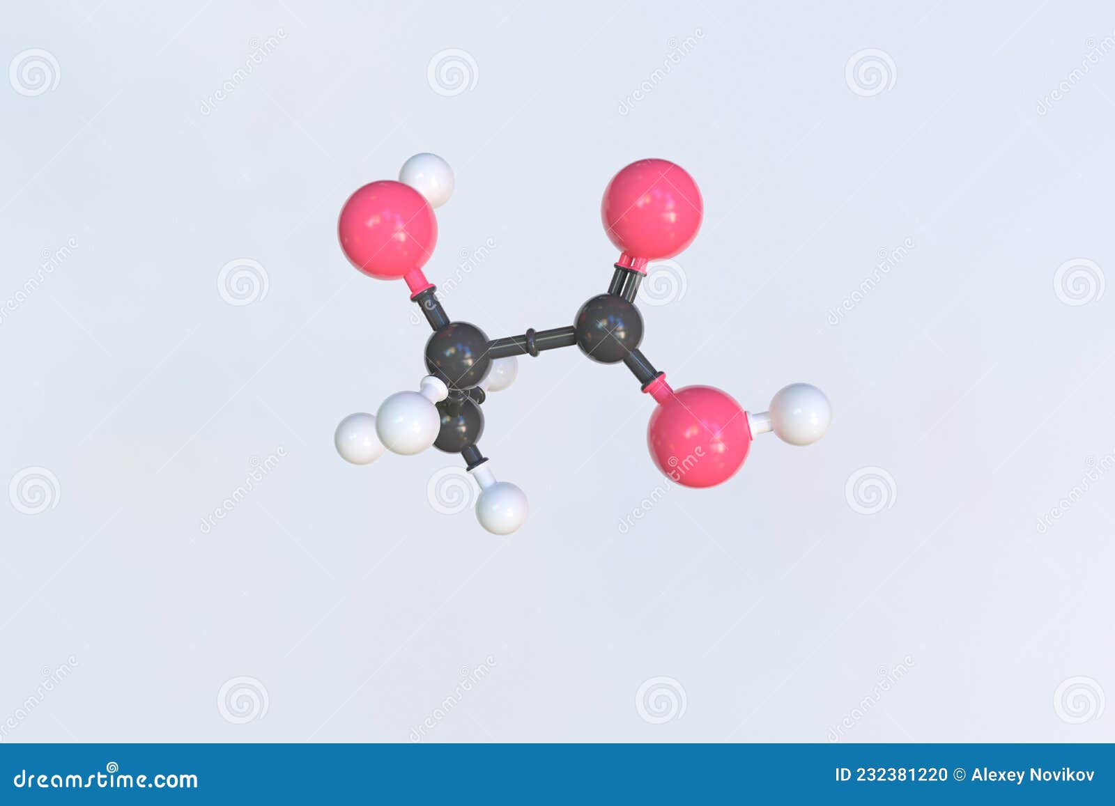 Molecule of Lactic Acid, Isolated Molecular Model. 3D Rendering Stock ...
