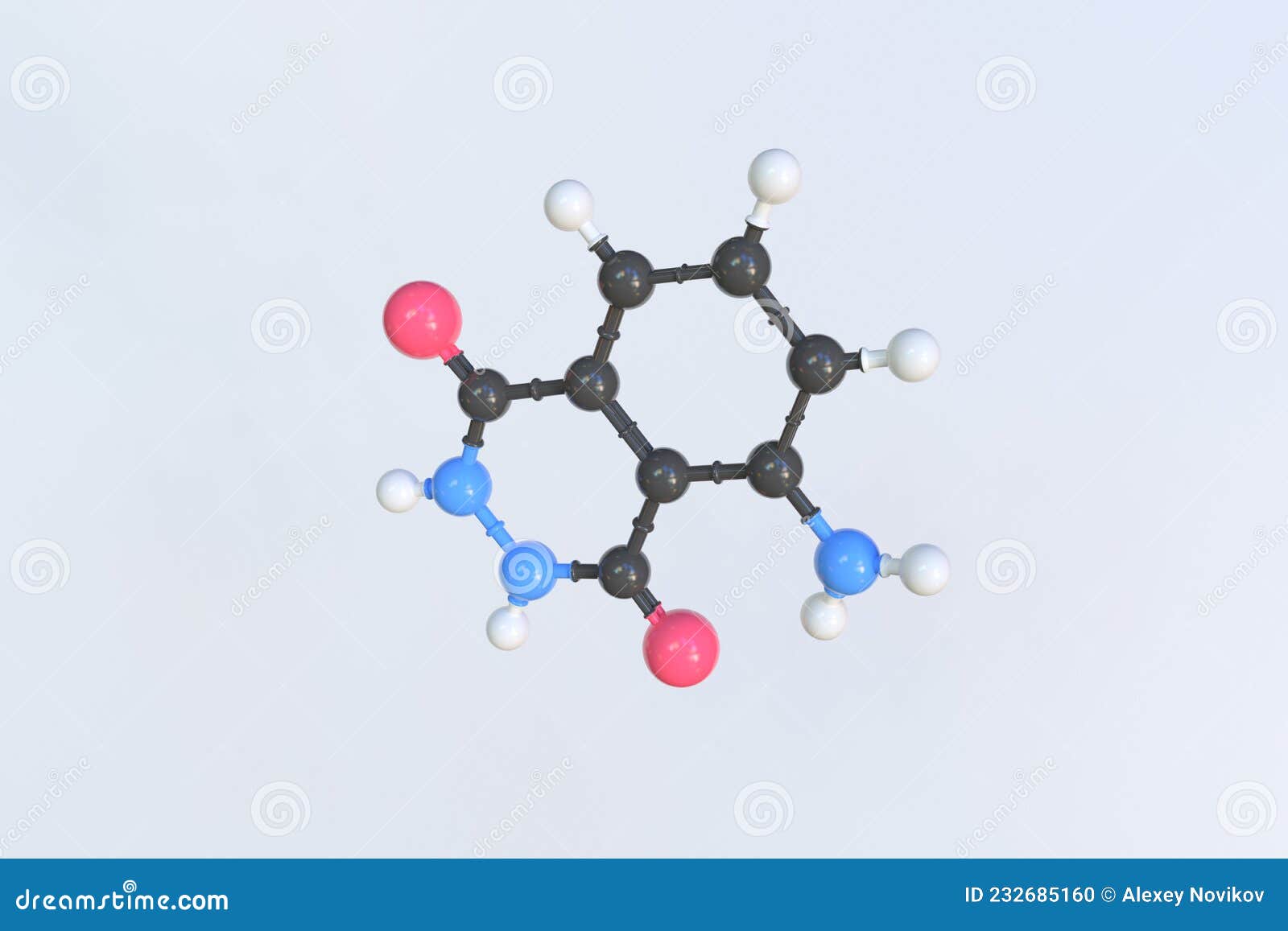 Molecule of Luminol, Isolated Molecular Model. 3D Rendering Stock ...
