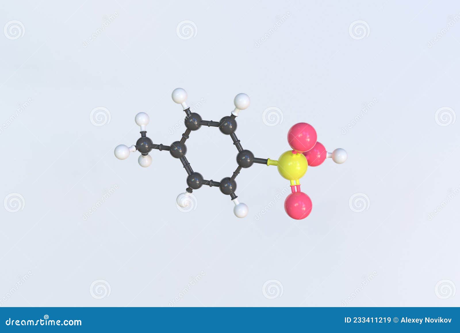 Molecule of P-toluenesulfonic Acid, Isolated Molecular Model. 3D ...